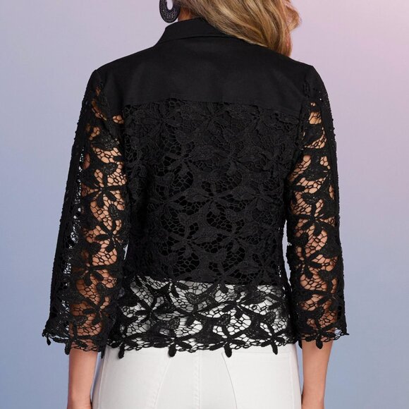 Boston Proper | Tops | New Xs Boston Proper 3d Lace Jacket Metal ...